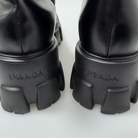 Prada | Shoes | Prada Monolith Leather And Renylon Boots Black Womens ...